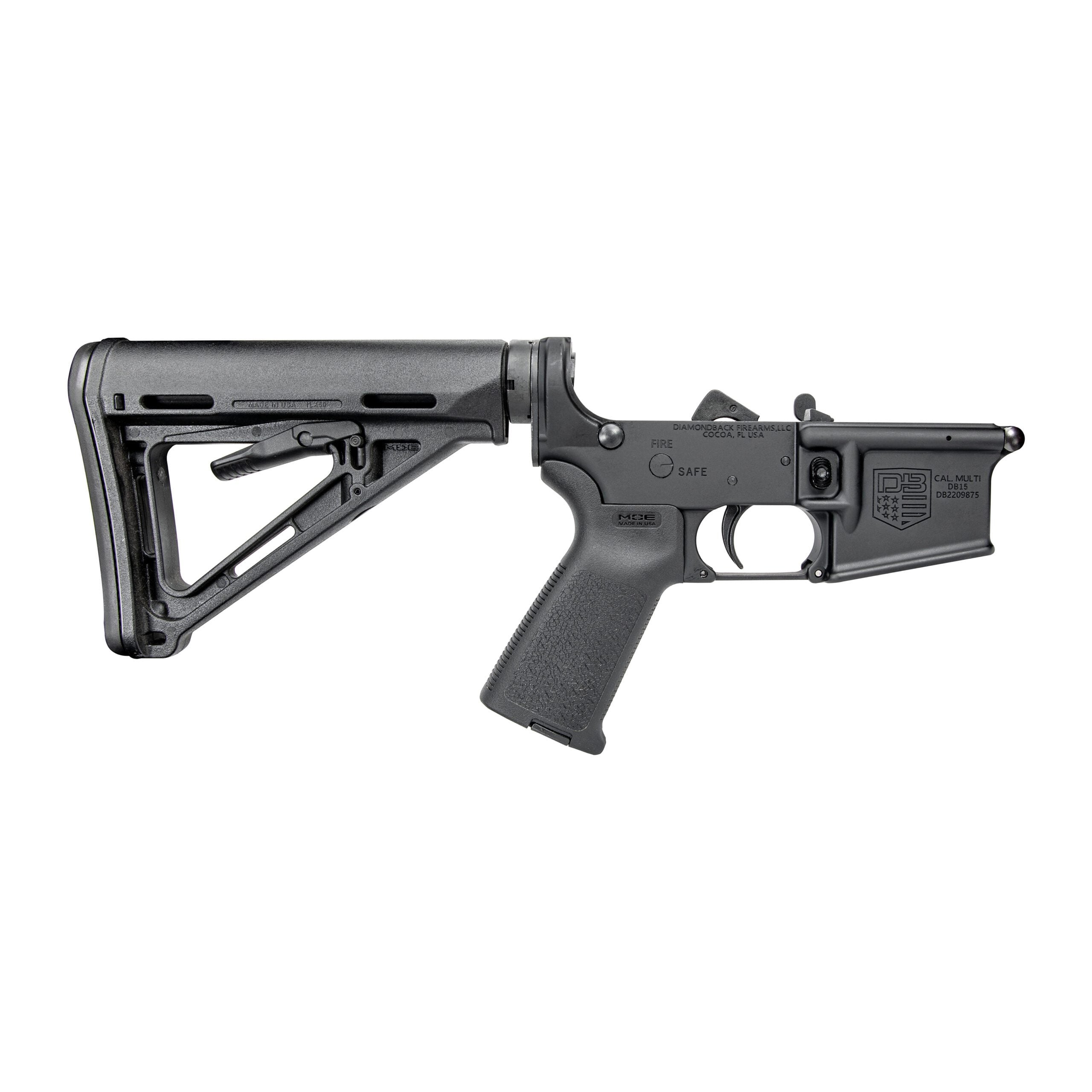 DB15 223/556/300BO COMPLETE ASSEMBLED RIFLE LOWER, BLACK, MAGPUL ...